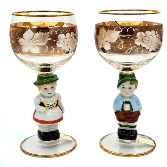 Goebel | Dining | Set Of 2 Goebel Figurine Wine Glasses Porcelain ...